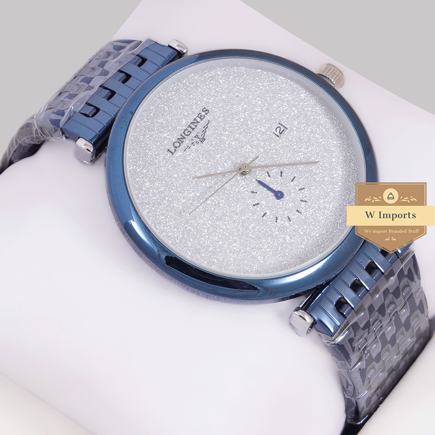 NEW COLLECTION ALL BLUE WITH SILVER STONED DAIL & CHAIN WATCH – W-Imports