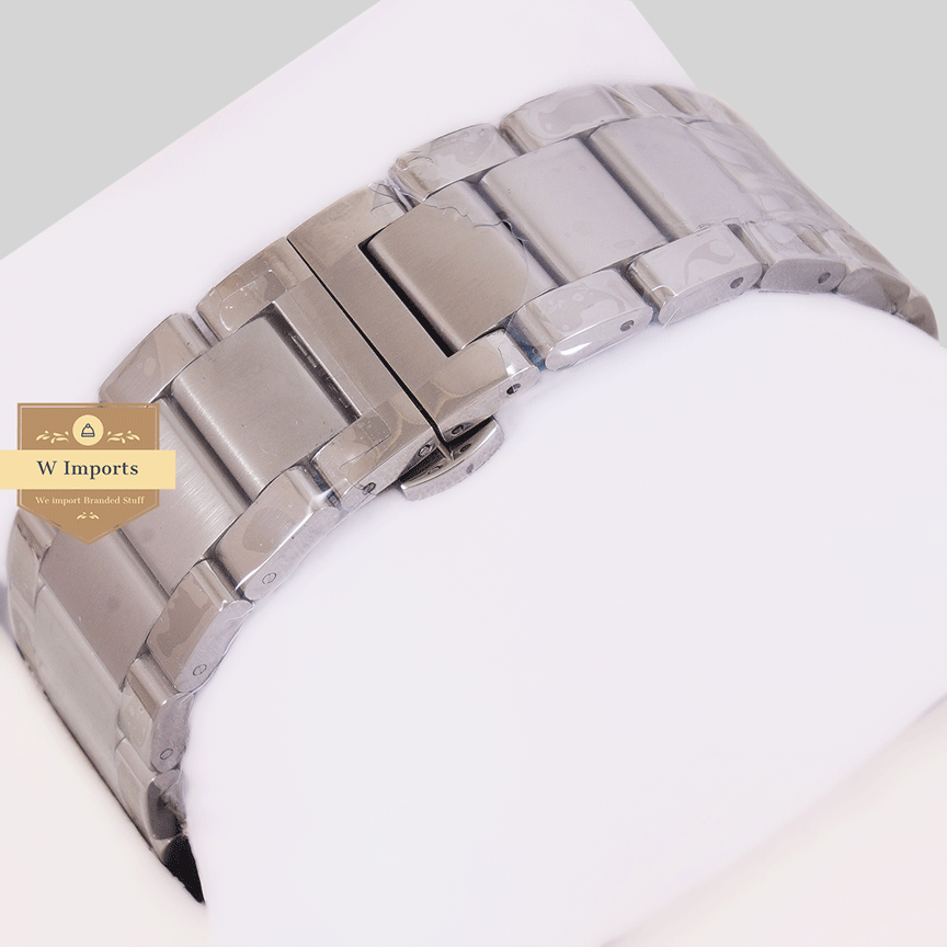 NEW CHRONOGRAPH COLLECTION SILVER WITH BLUE DAIL BLACK BAZEL & CHAIN W ...