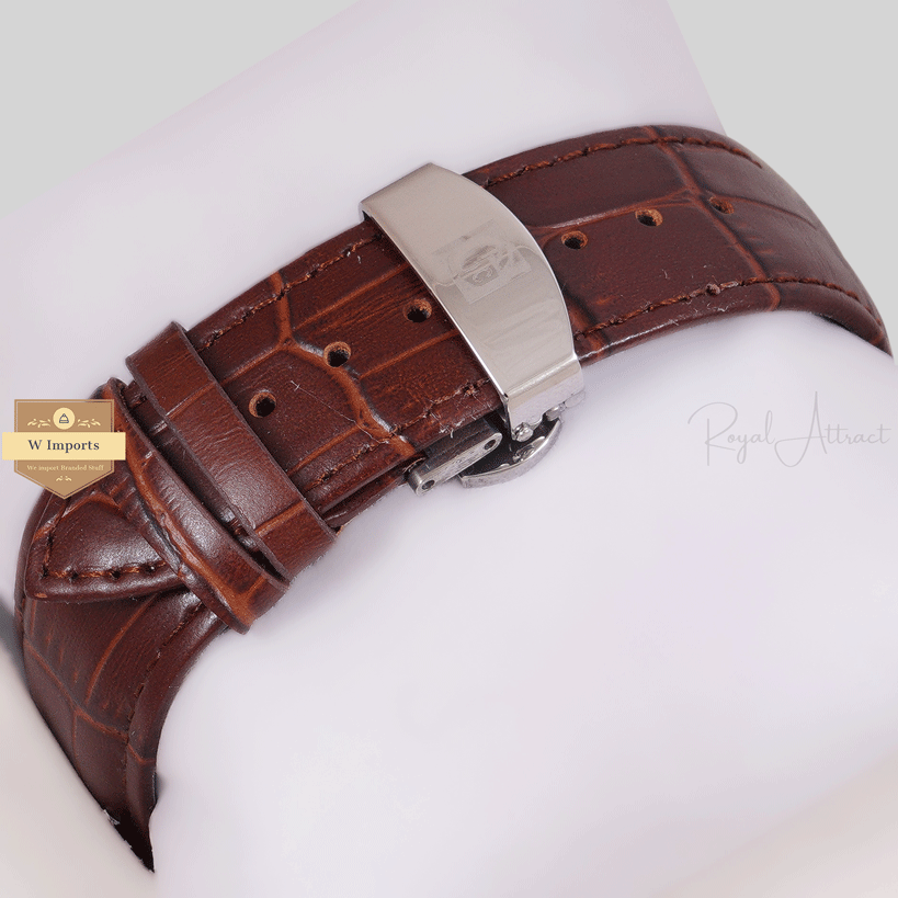 NEW LATEST CHRONOGRAPH COLLECTION GOLD WITH SILVER ROMAN DAIL & LEATHE ...