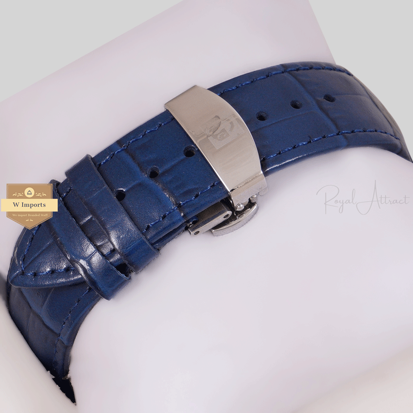 NEW LATEST CHRONOGRAPH COLLECTION SILVER WITH BLUE ROMAN DAIL & LEATHE ...