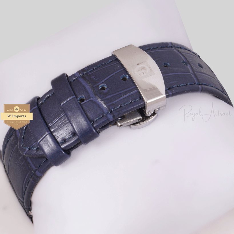 NEW CHRONOGRAPH COLLECTION ROSE GOLD BLUE RING WITH BLUE DAIL & LEATHE ...